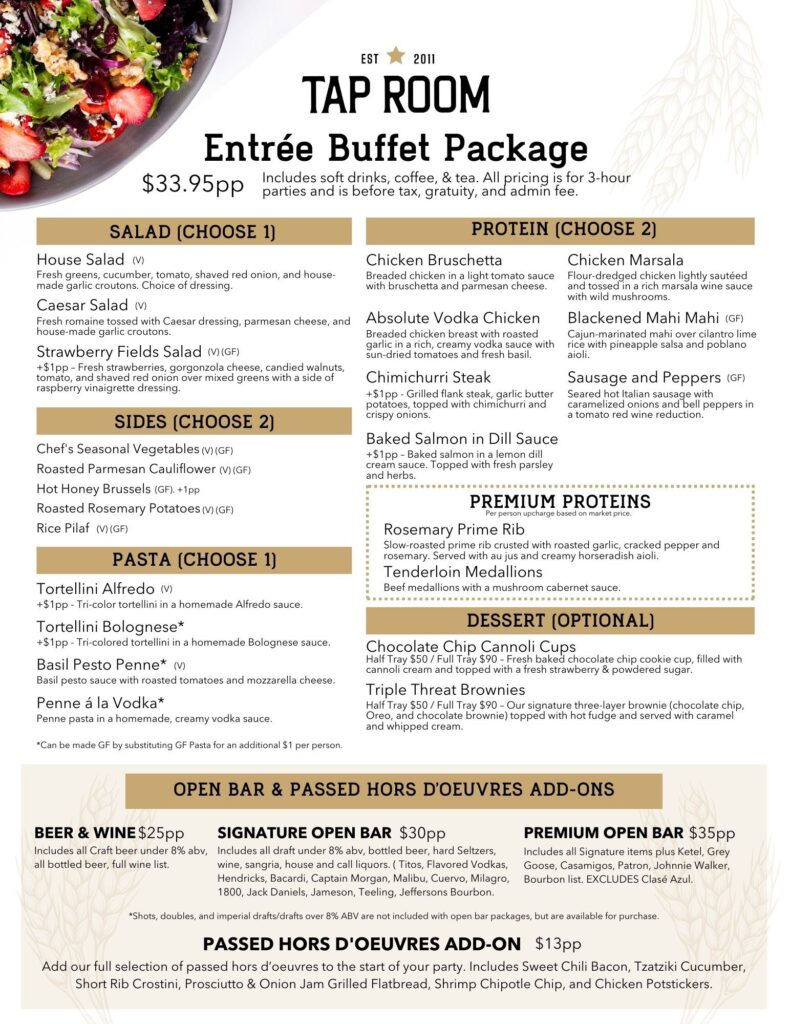 Catering by Tap Room - Elevate Your Events