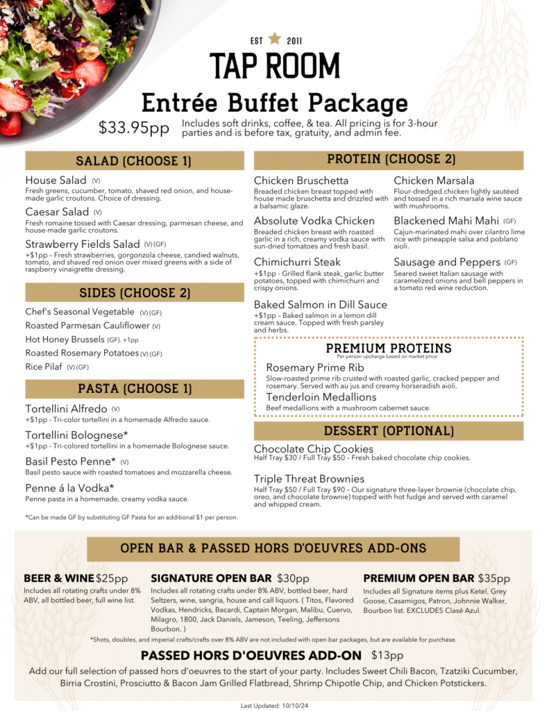 Catering by Tap Room - Elevate Your Events